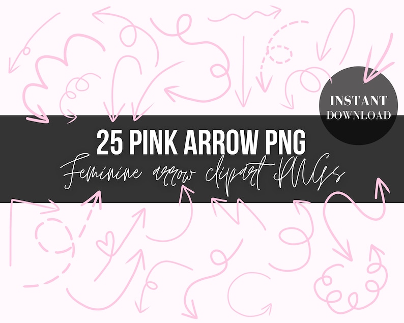 Hand Drawn Arrows Pink Arrows PNG Clipart Transparent | Etsy