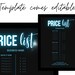 DIY Editable Neon Price List Template, Blue and Black Makeup Price List ...