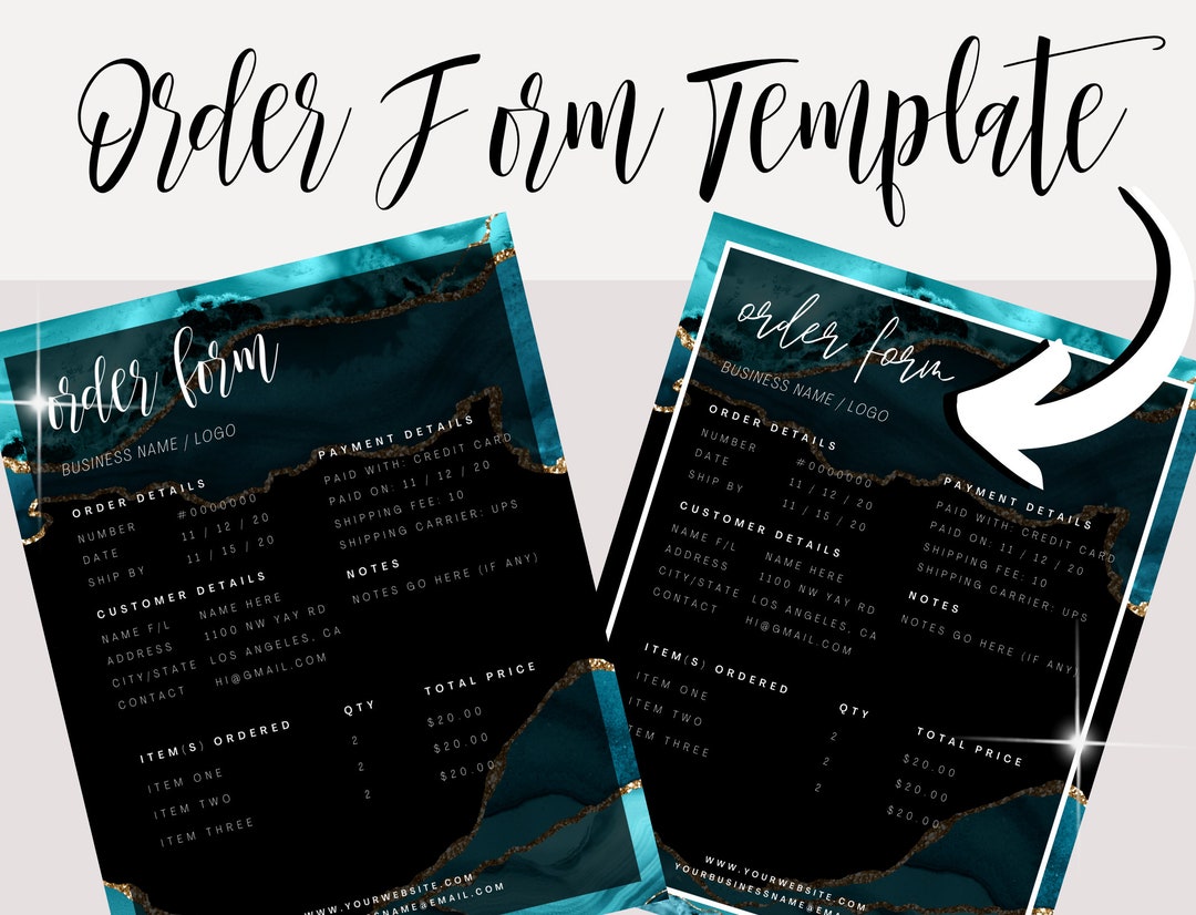 ORDER FORM Template, Editable Etsy Small Business Order Form, Printable ...