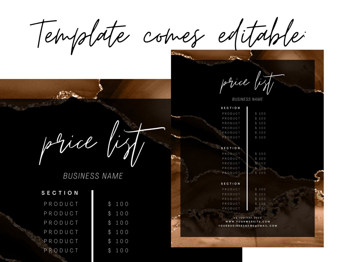 Price List Template Makeup Price List Hair Price List - Etsy