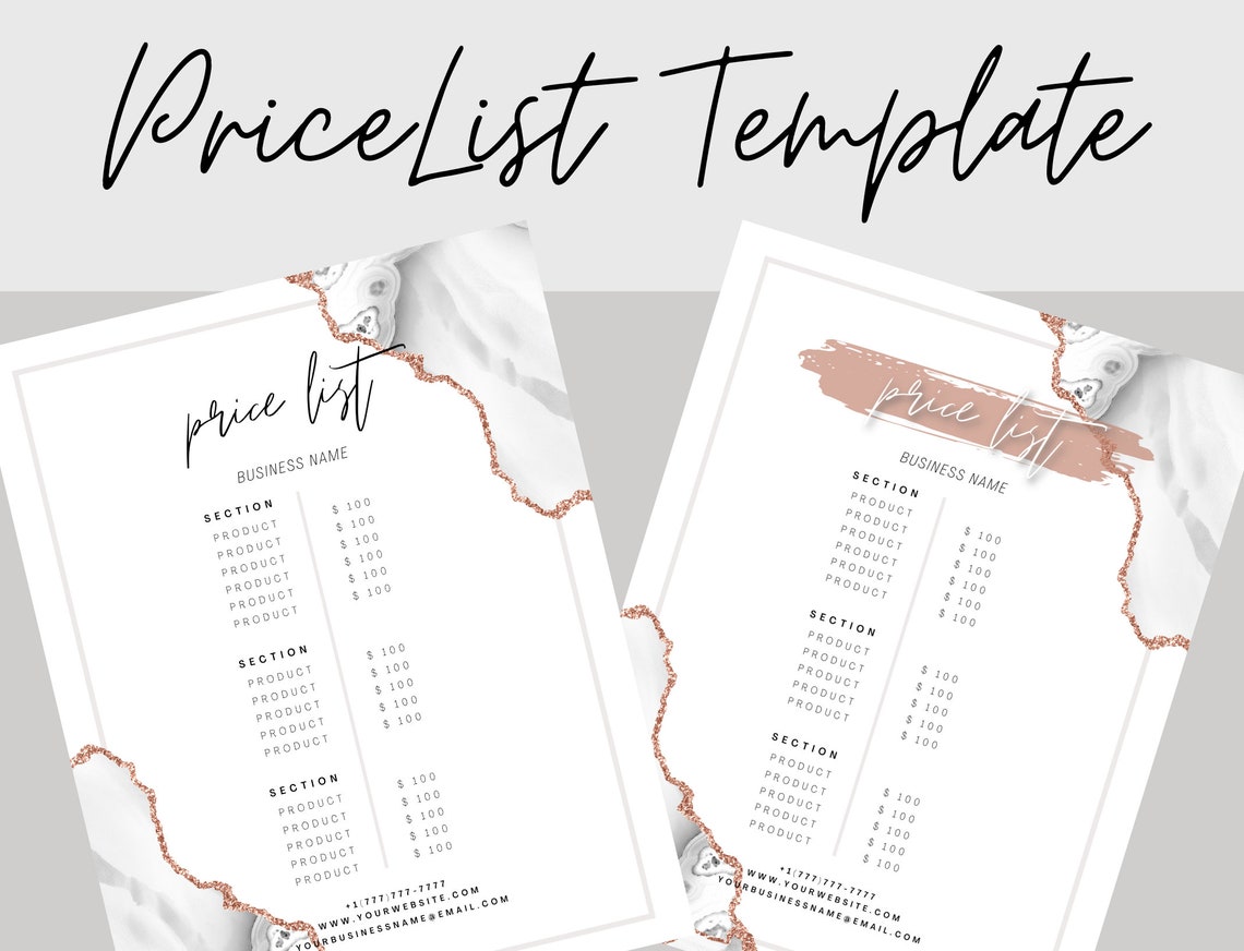Price List Template Makeup Price List Hair Price List - Etsy
