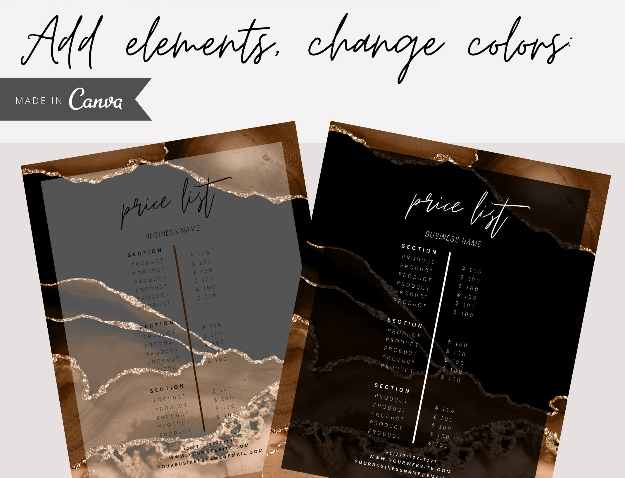 Price List Template Makeup Price List Hair Price List - Etsy