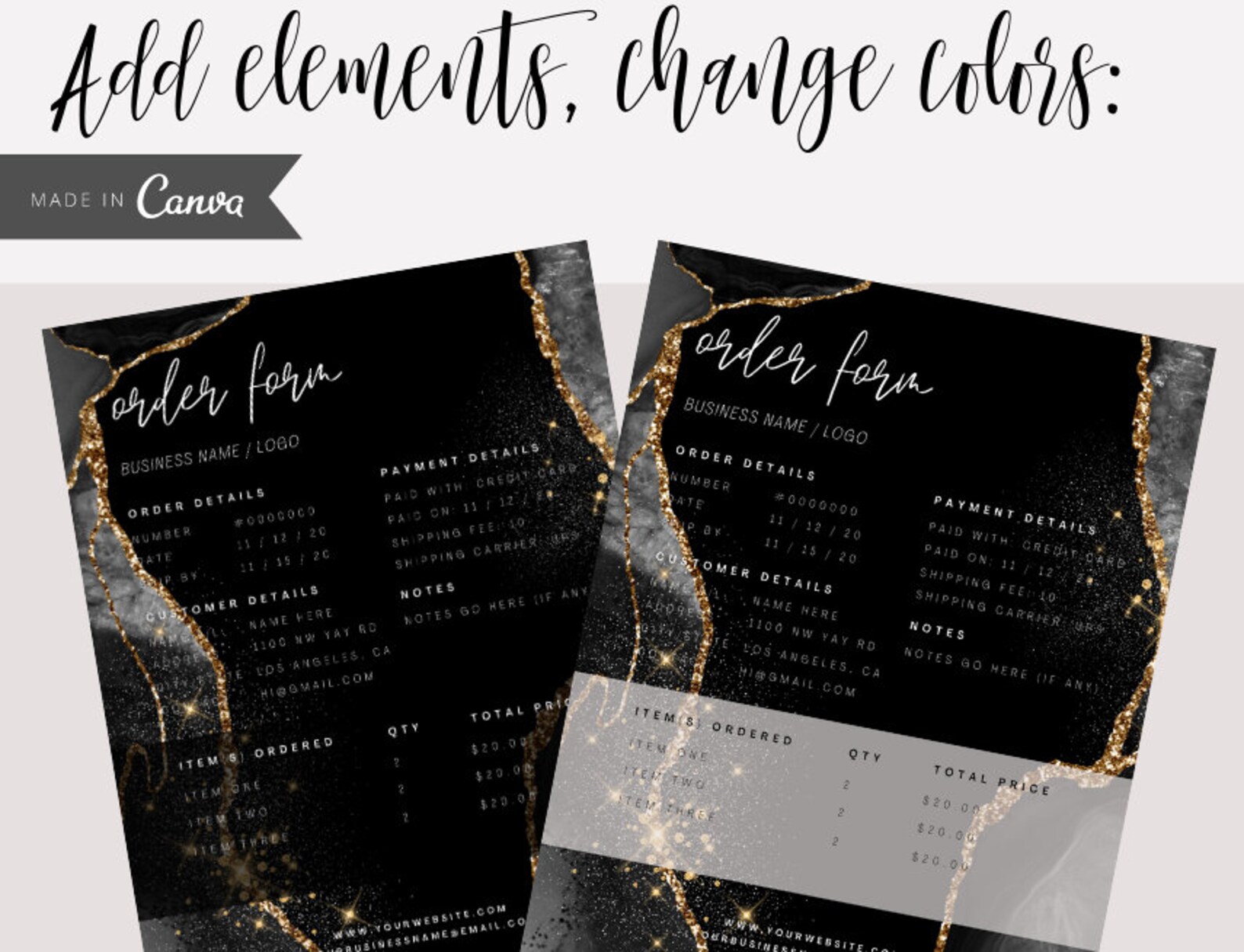 ORDER FORM Template Editable Etsy Small Business Order Form - Etsy