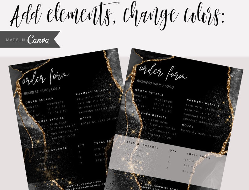 ORDER FORM Template Editable Etsy Small Business Order Form - Etsy