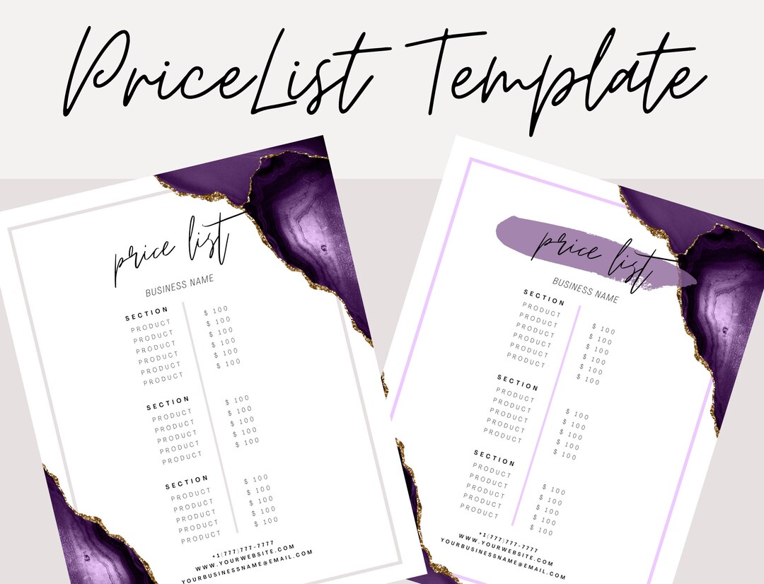 Price List Template, Makeup Price List, Hair Price List, Photography ...