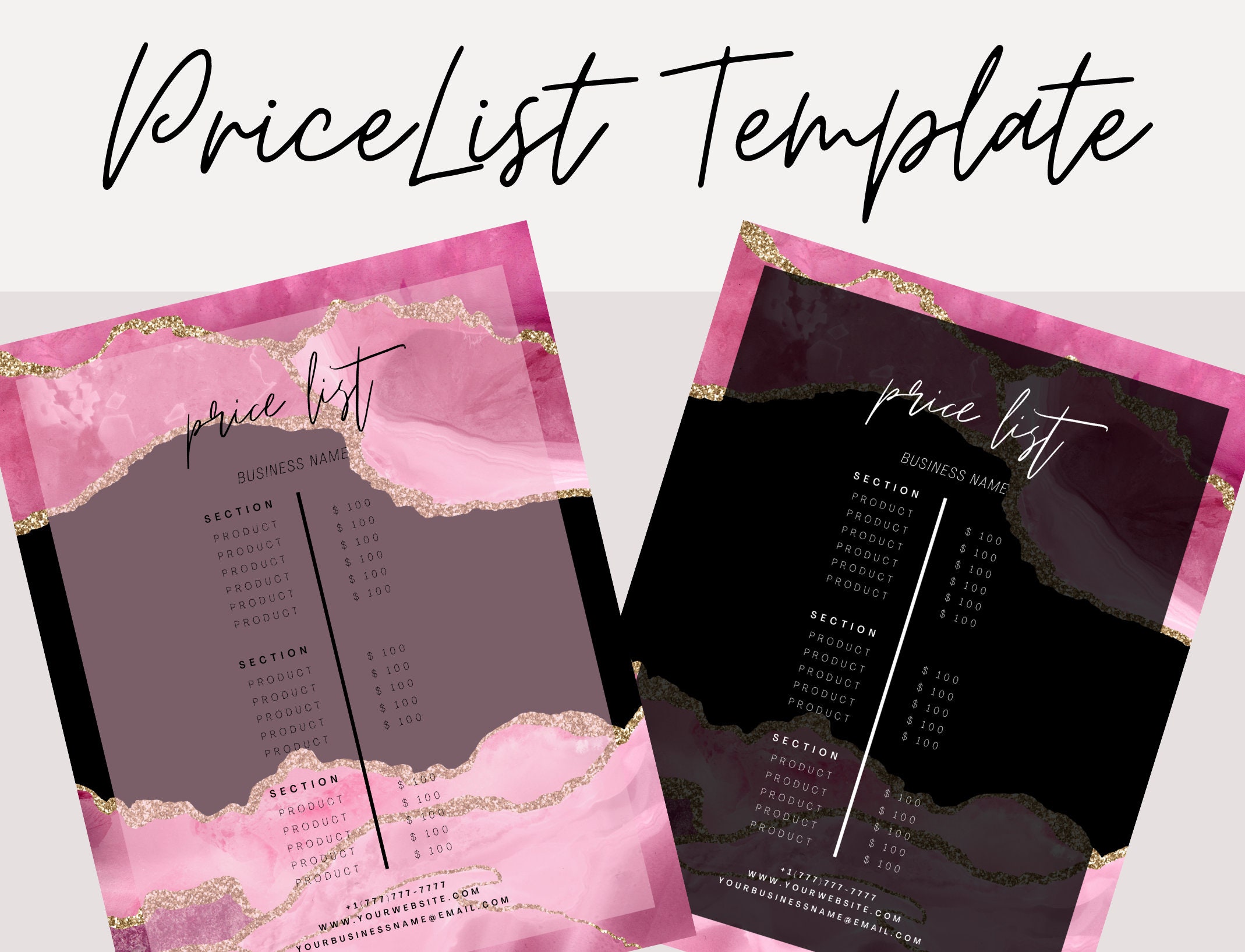 Price List Template Makeup Price List Hair Price List - Etsy