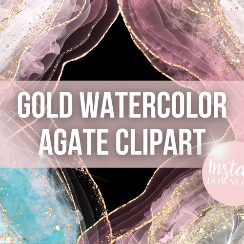 Purple/gold Watercolor Agate Clipart: Digital PNG Clip Art - Etsy