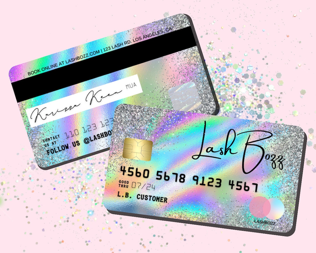 DIY Hologram Credit Card Business Cards, Silver Glitter Credit Business ...