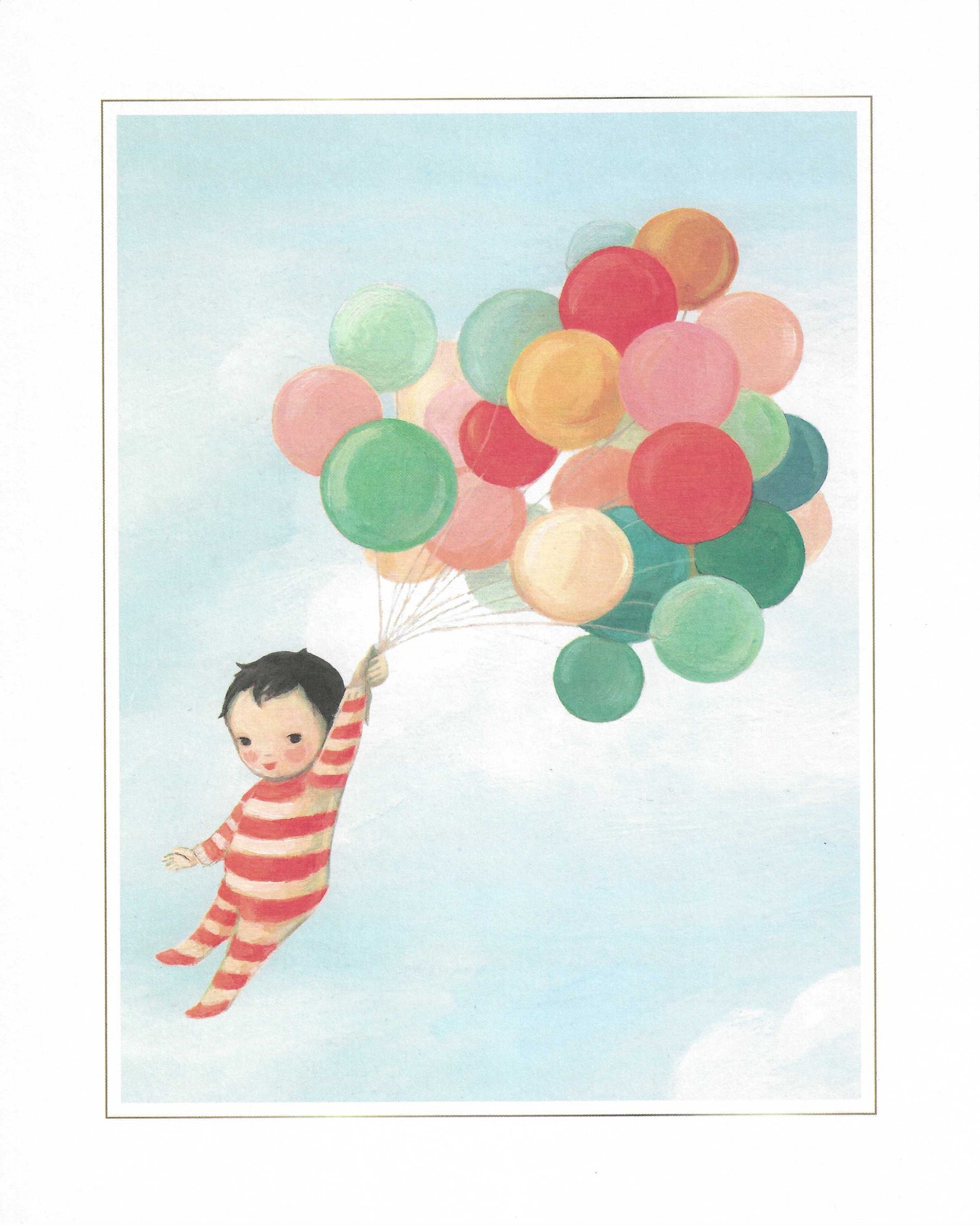 Children's Book Illustration Print Framed - Boy With Balloons - Etsy