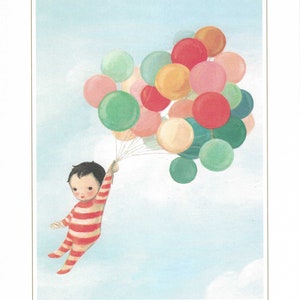 Children's Book Illustration Print Framed - Boy With Balloons - Etsy
