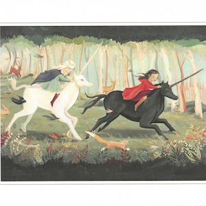Children's Book Illustration Print Framed - Girls Riding Unicorns - Etsy