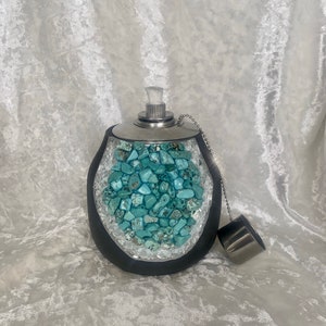 Turquoise Gemstones Geode Tabletop Tiki Torch - Etsy
