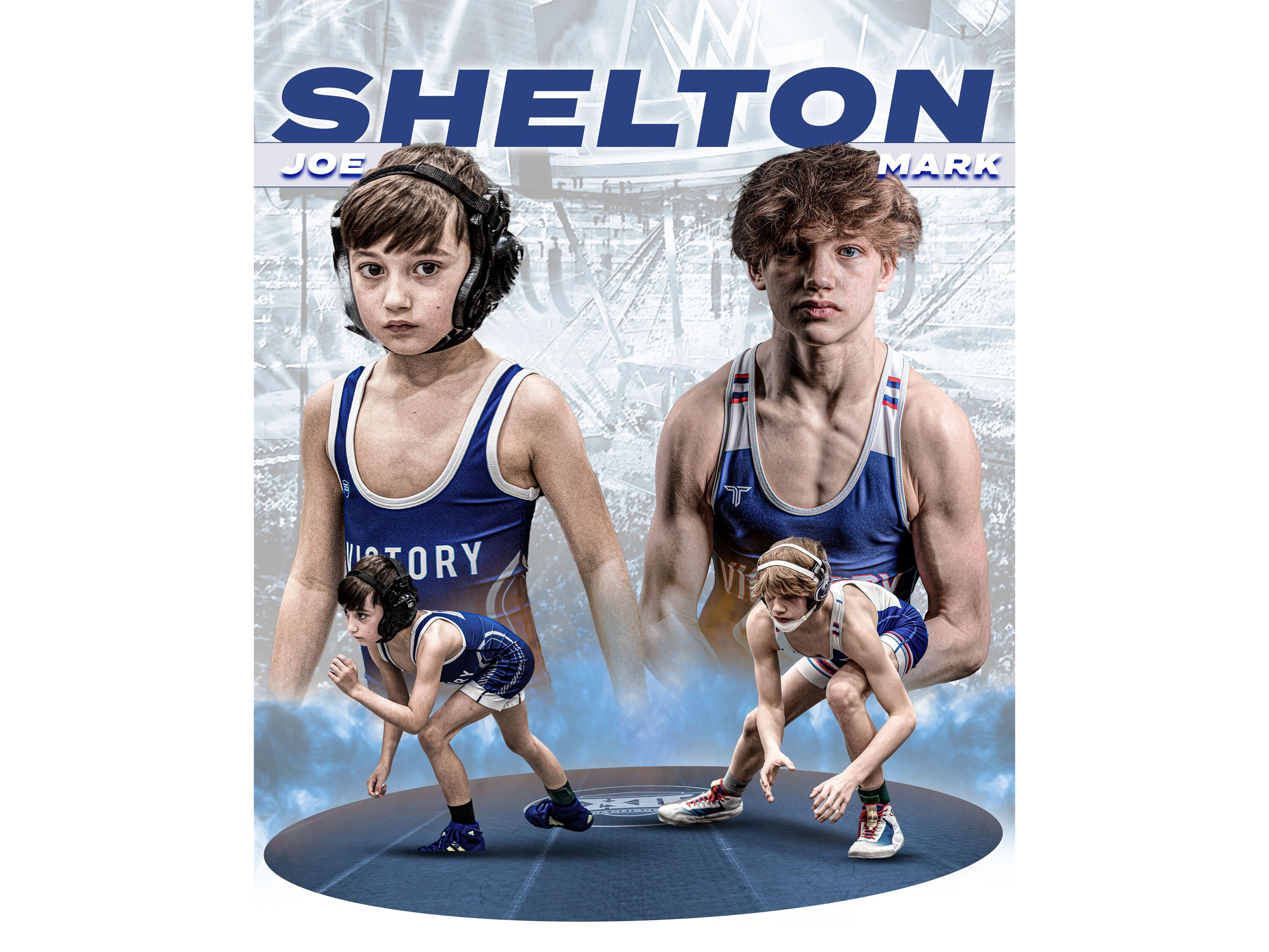 Wrestling SPORTS 2 Sibling Poster TEMPLATE 16x20 Inch 300dpi Photoshop ...