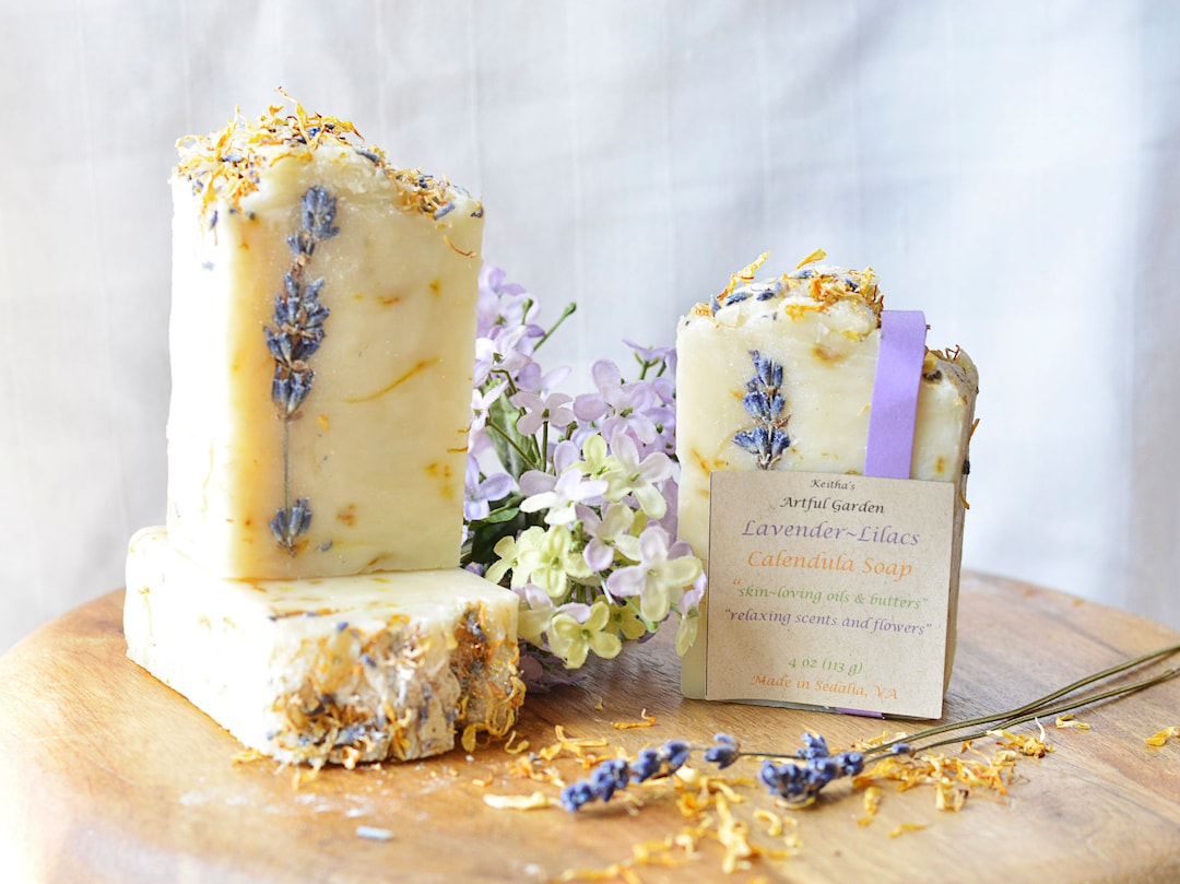 Lavender Lilac Calendula Soap, (types of Lavender Spikes May Vary). 4 ...