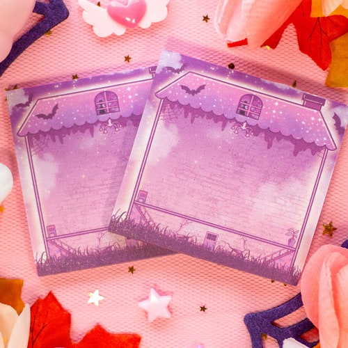 Haunted House Spooky Halloween Aesthetic Cute Memo Notepad - Etsy