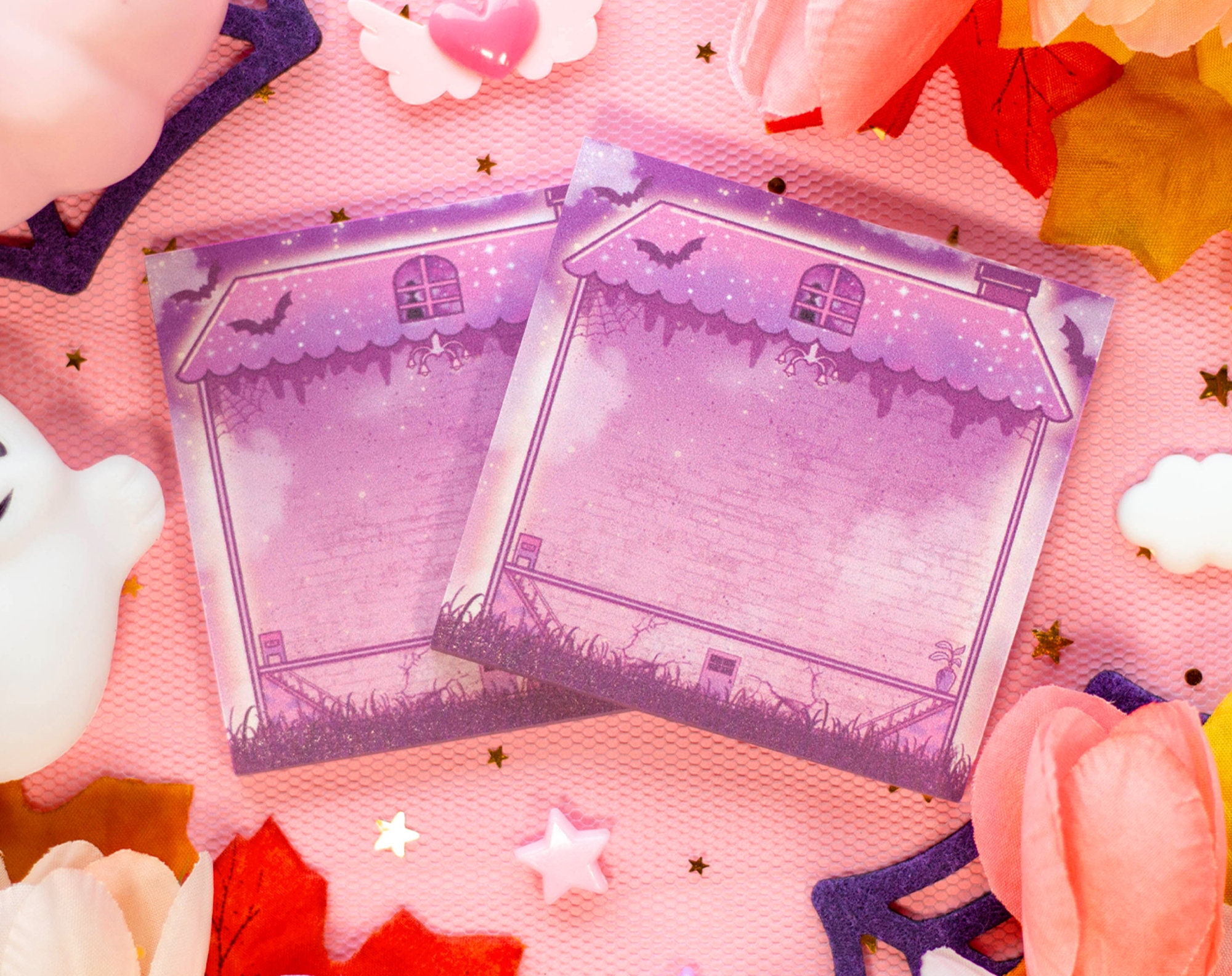 Haunted House Spooky Halloween Aesthetic Sticky Note Memo Pad | Kawaii ...