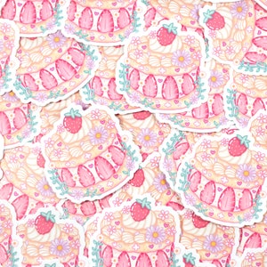 Strawberry Cake Cute Aesthetic Vinyl Sticker - Etsy