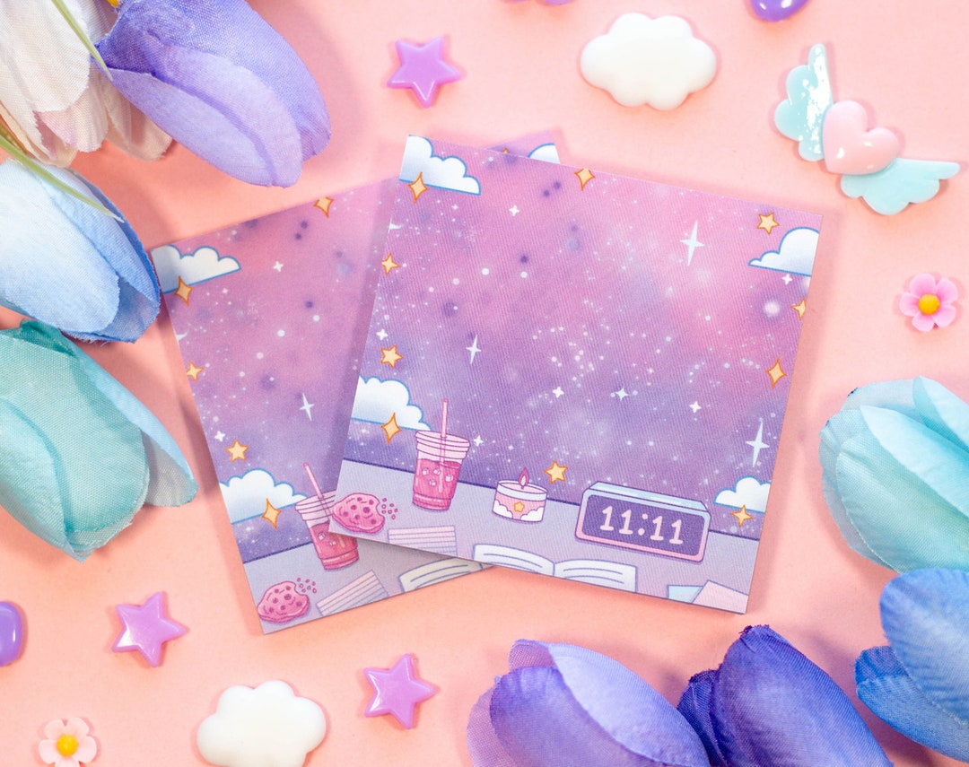 Study Night Sticky Note Aesthetic Cute Kawaii Stationery - Etsy