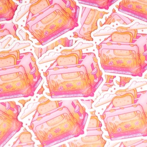 Cute Toaster Vinyl Waterproof Sticker | Cute Kawaii Aesthetic Laptop ...