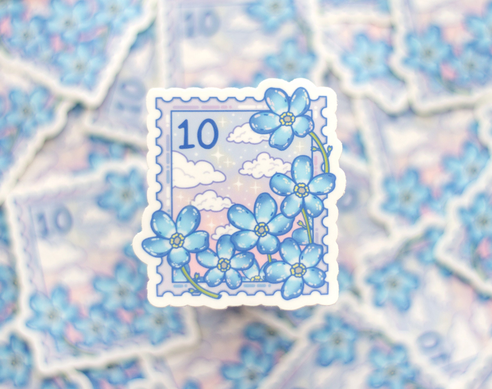Forget Me Not Stamp Cute Aesthetic Vinyl Sticker - Etsy