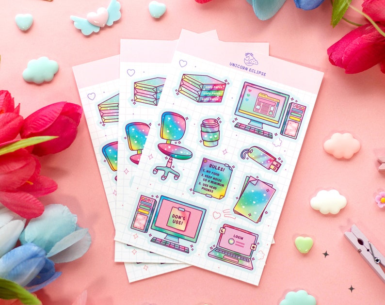 Computer Lab Aesthetic Sticker Sheet Bullet Journal - Etsy
