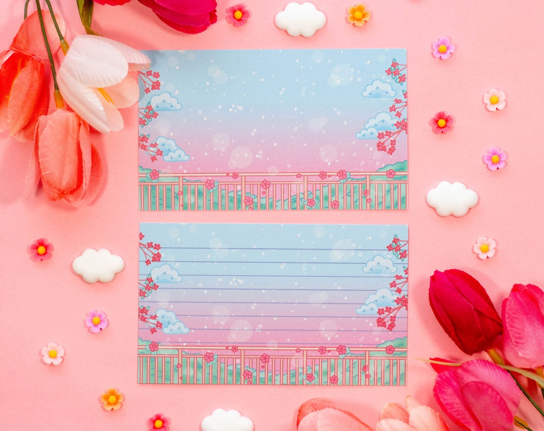 Sweet Afternoon Note Cards Kawaii Aesthetic Stationery Index - Etsy