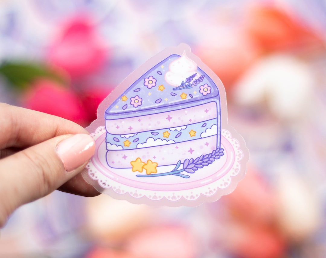 Lavender Cake Vinyl CLEAR Sticker | Cute Aesthetic Waterproof Durable ...