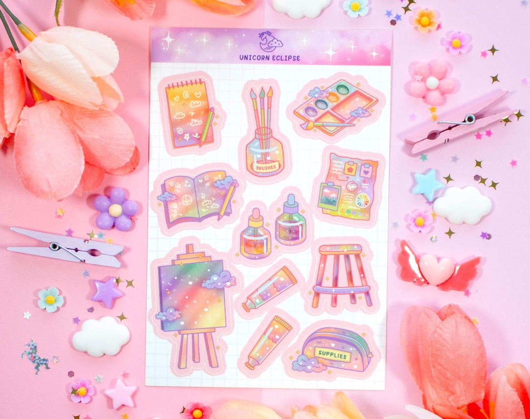 Art Room Aesthetic Sticker Sheet | Planner Stickers, Kawaii Stickers - Etsy
