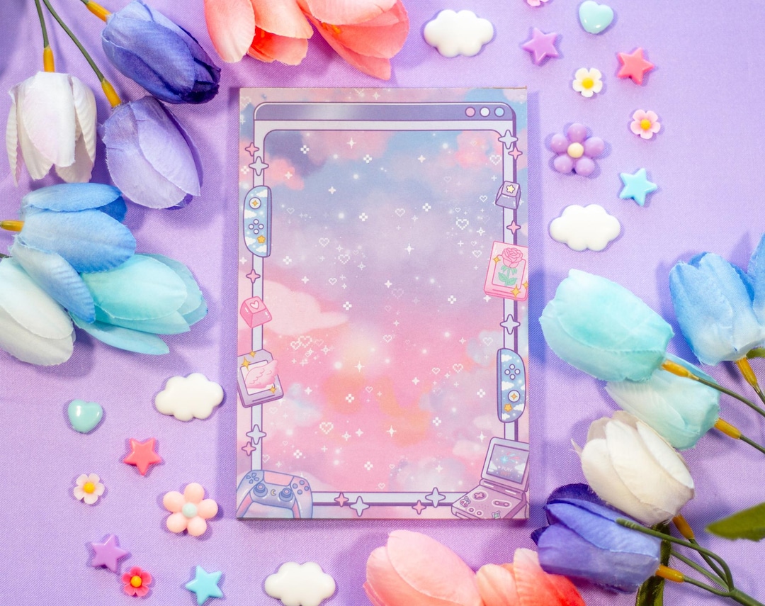 Game Time Notepad | Cute Dreamy Kawaii Aesthetic Stationery Memo Pad - Etsy