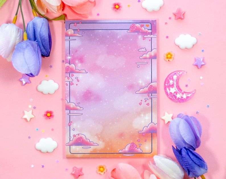 Rose Sky Aesthetic Cute Memo Notepad - Etsy