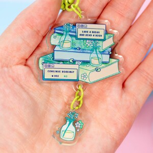 Stacked Books Linked Keychain | Aesthetic Cute Acrylic Charm - Etsy