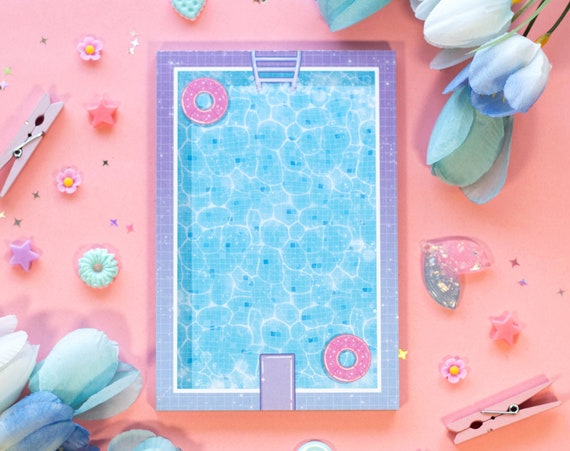 Swimming Pool Aesthetic Cute Memo Notepad - Etsy