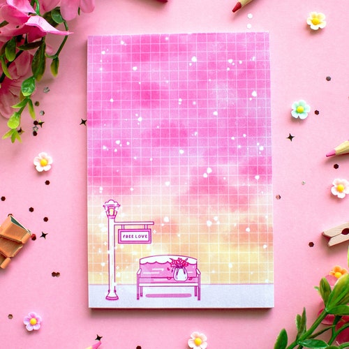 Rose Sky Aesthetic Cute Memo Notepad - Etsy