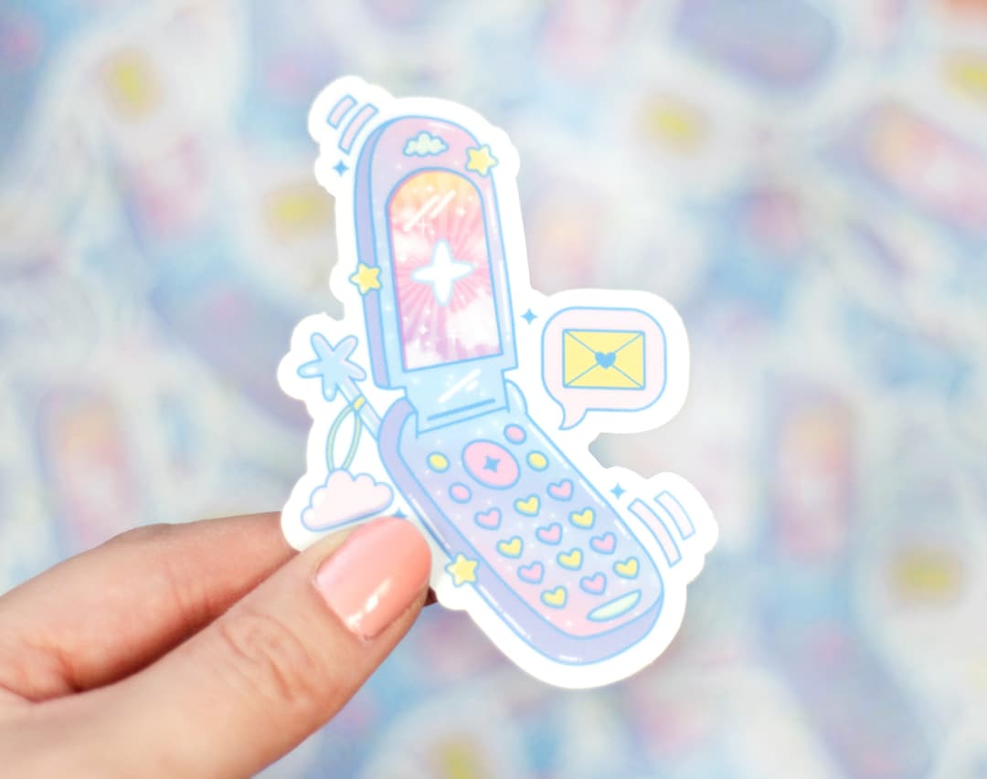 Cellphone Cute Aesthetic Vinyl Sticker | Waterproof, Waterbottle ...