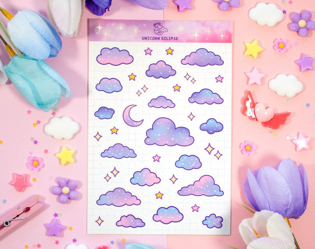 Clouds Aesthetic Cute Planner Sticker Sheet - Etsy