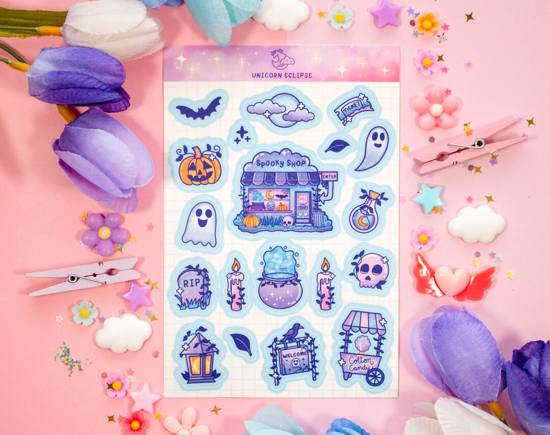 Spirit Town Aesthetic Cute Sticker Sheet | Planner Stickers, Decorative ...