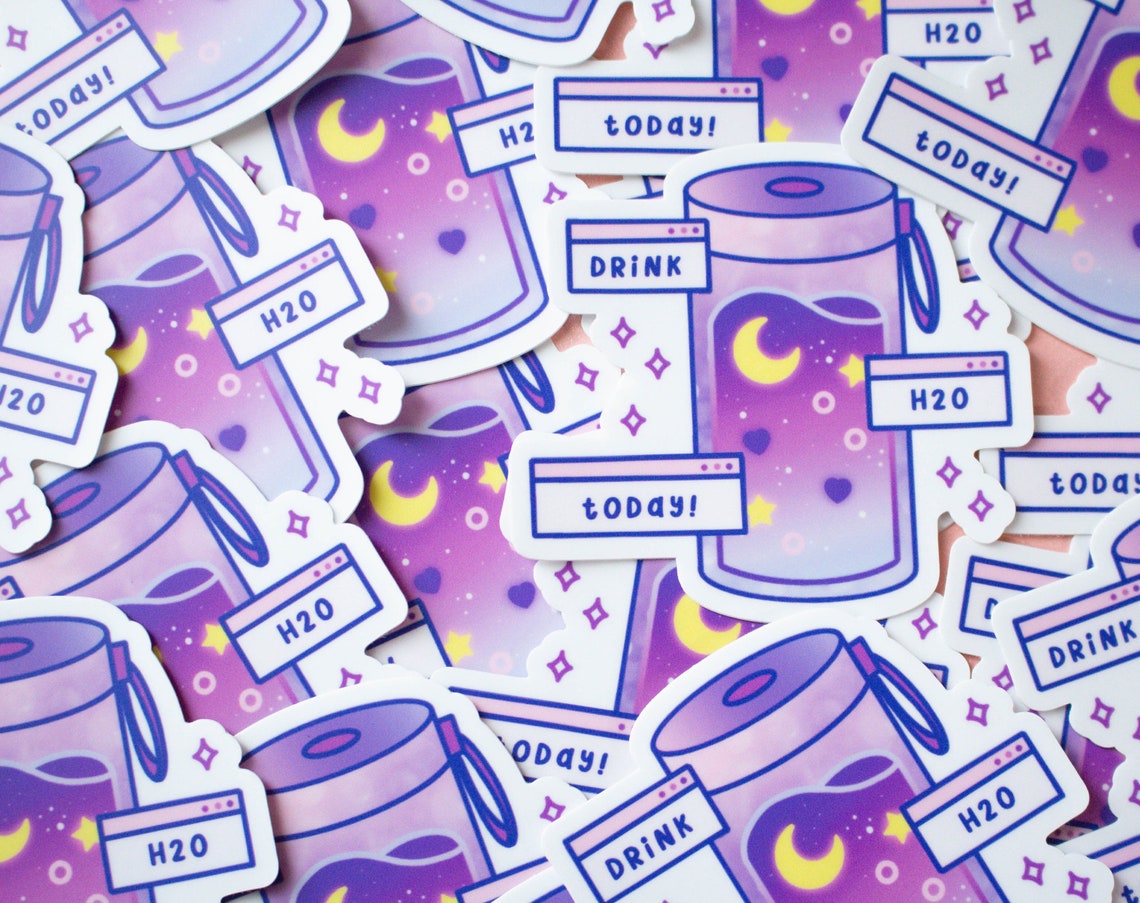 Drink Water Cute Vinyl Sticker - Etsy