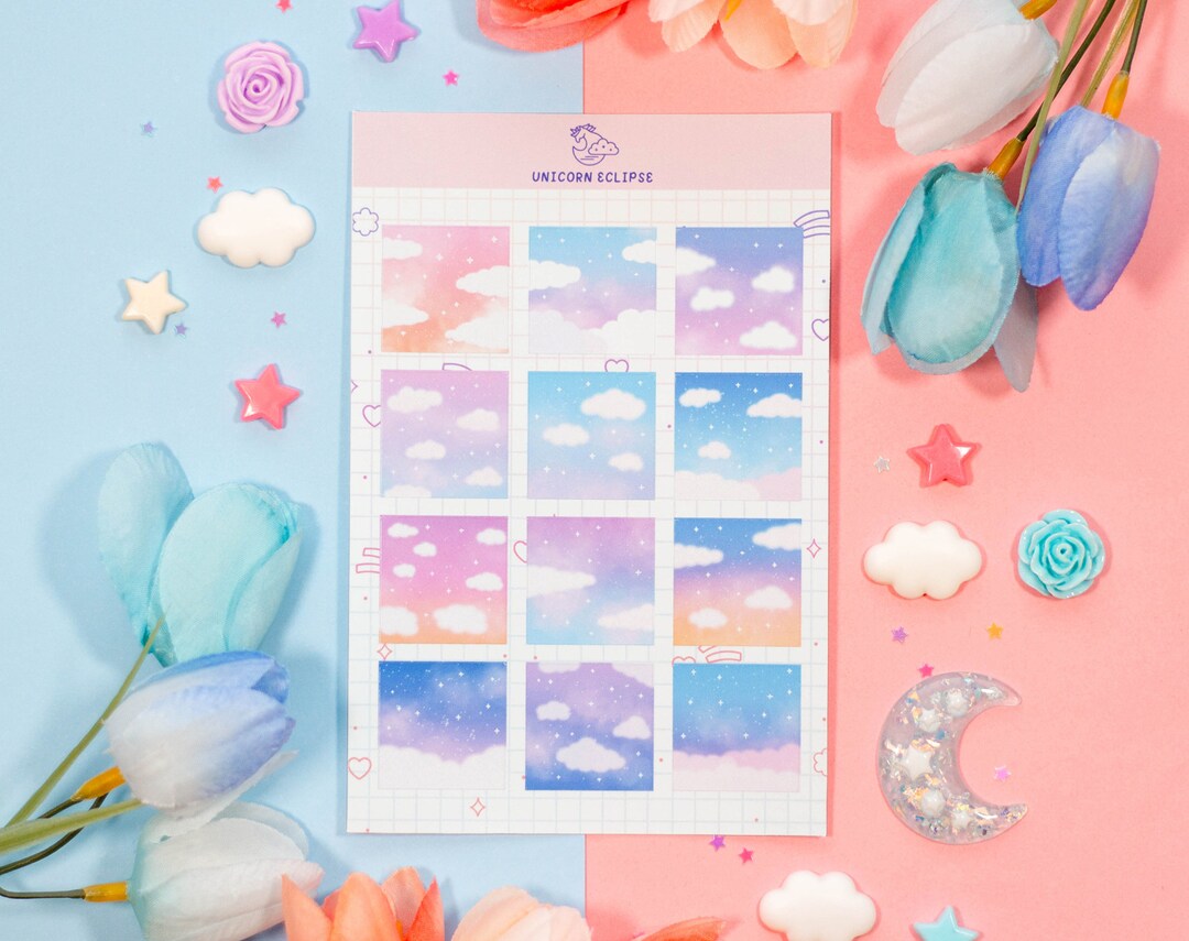 Cloudy Skies Aesthetic Sticker Sheet - Etsy
