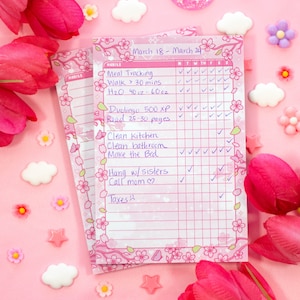 Sakura Habit Tracker Notepad - Etsy