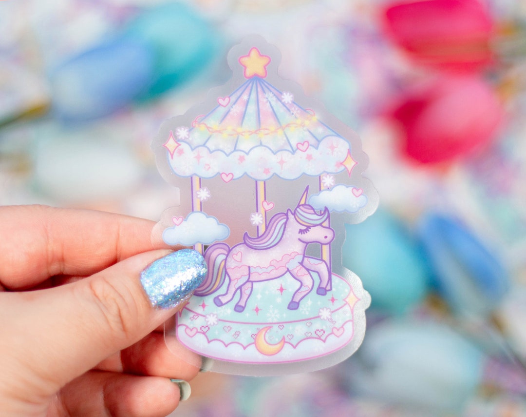 Unicorn Carousel CLEAR Sticker | Christmas Aesthetic Waterproof Durable ...