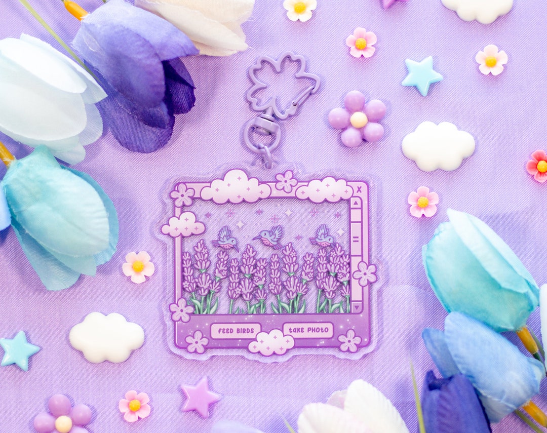 Lavender Dreams Aesthetic Cute Acrylic Charm Keychain - Etsy