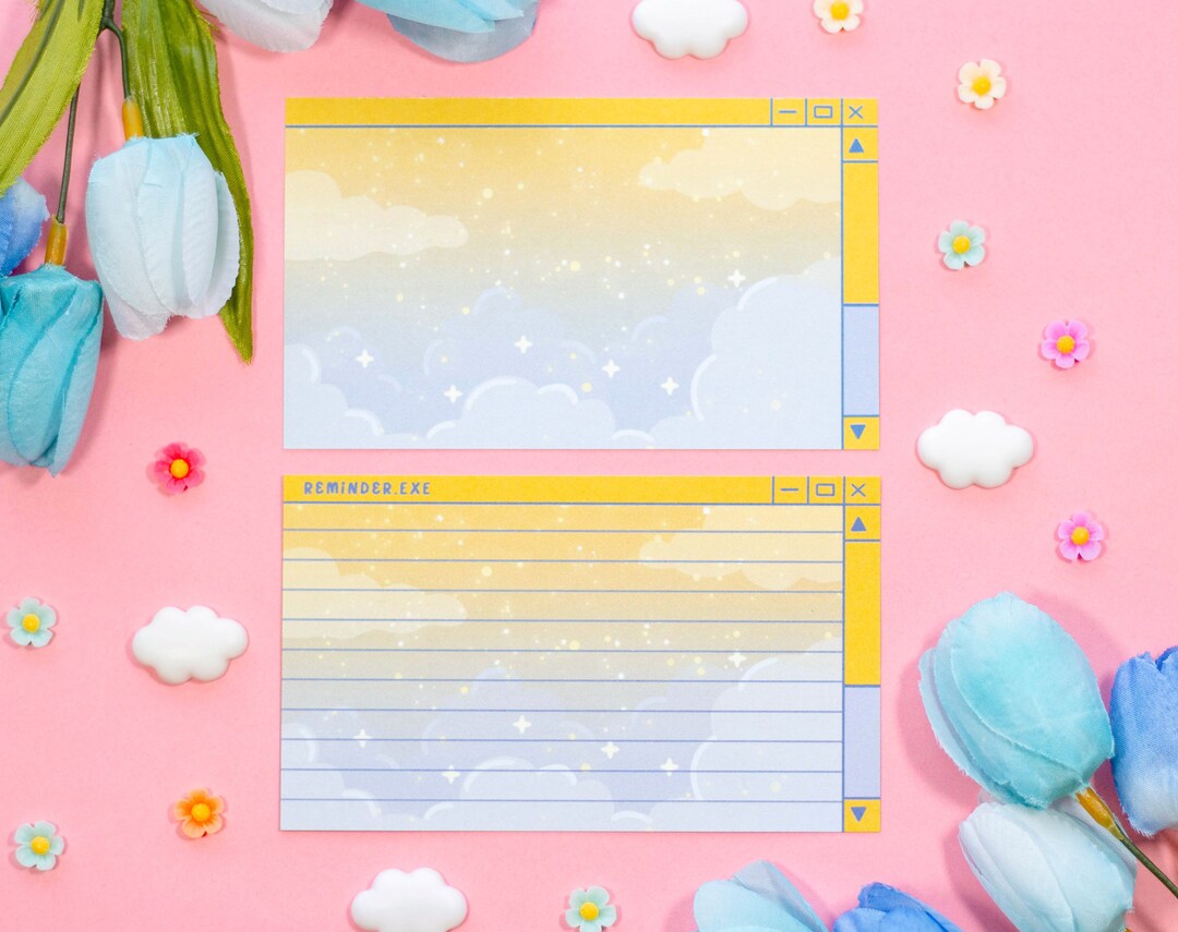 Reminder Note Cards Kawaii Aesthetic Stationery Index Note Cards - Etsy