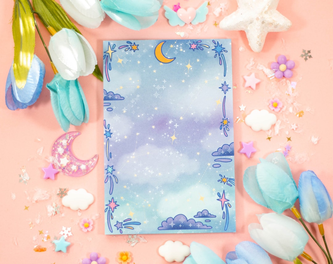Celestial Galaxy Notepad | Cute Dreamy Kawaii Aesthetic Stationery Memo ...