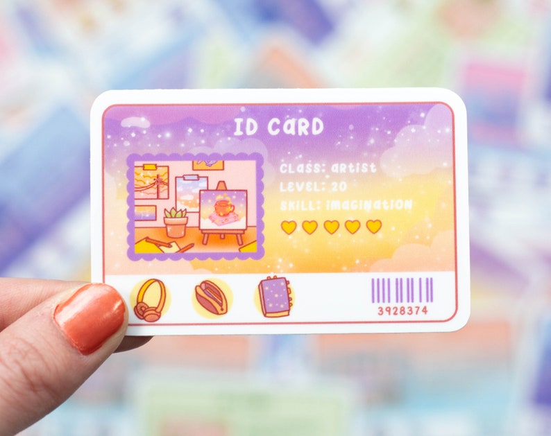 ID Card Aesthetic Vinyl Sticker Waterproof Waterbottle - Etsy