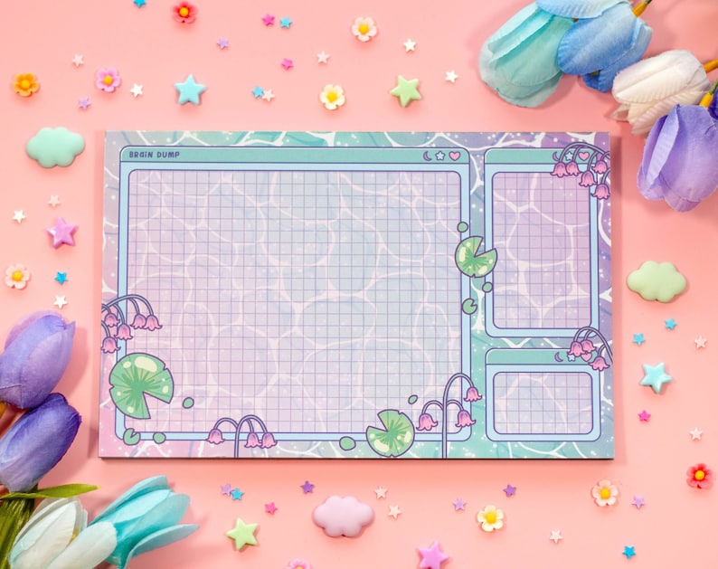 Lily Pad Brain Dump Planner Pad | Kawaii Art Cute Aesthetic Stationery Office Supplies Gift - Etsy