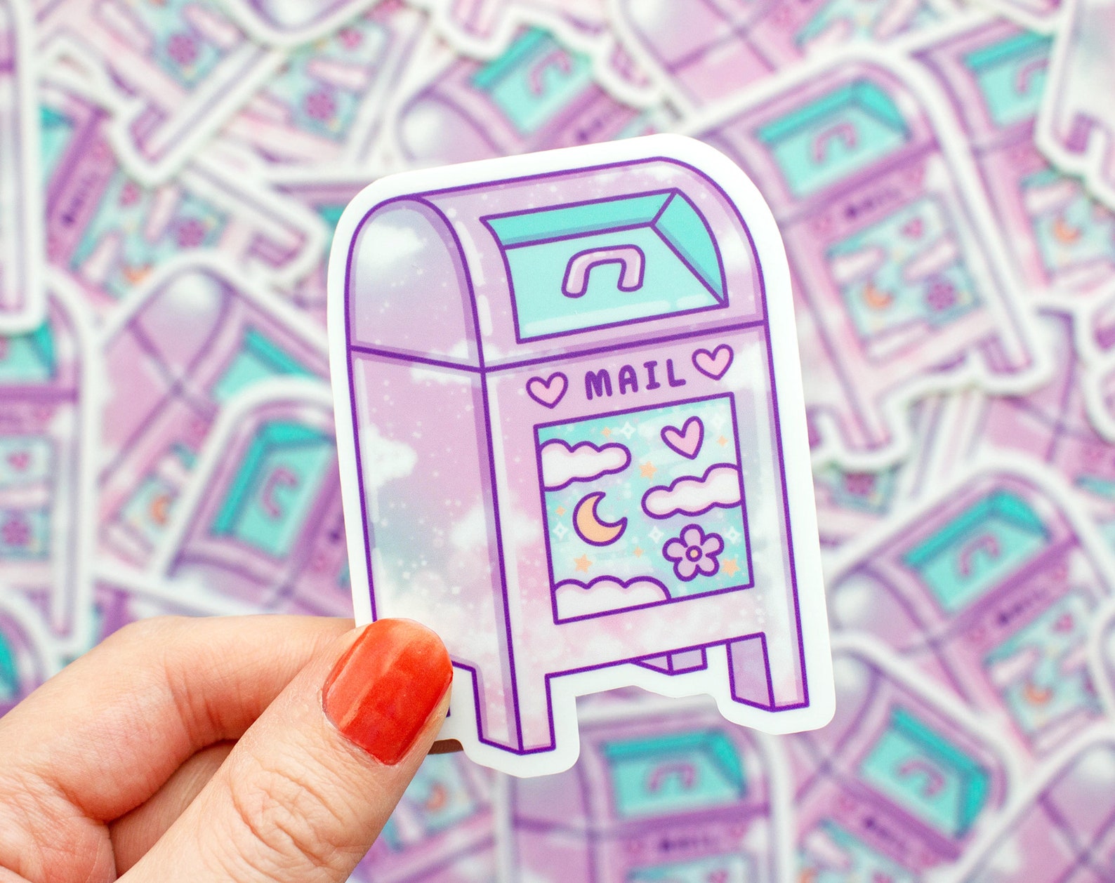 Mailbox Cute Aesthetic Vinyl Sticker | Valentines Day Stickers, Kawaii ...