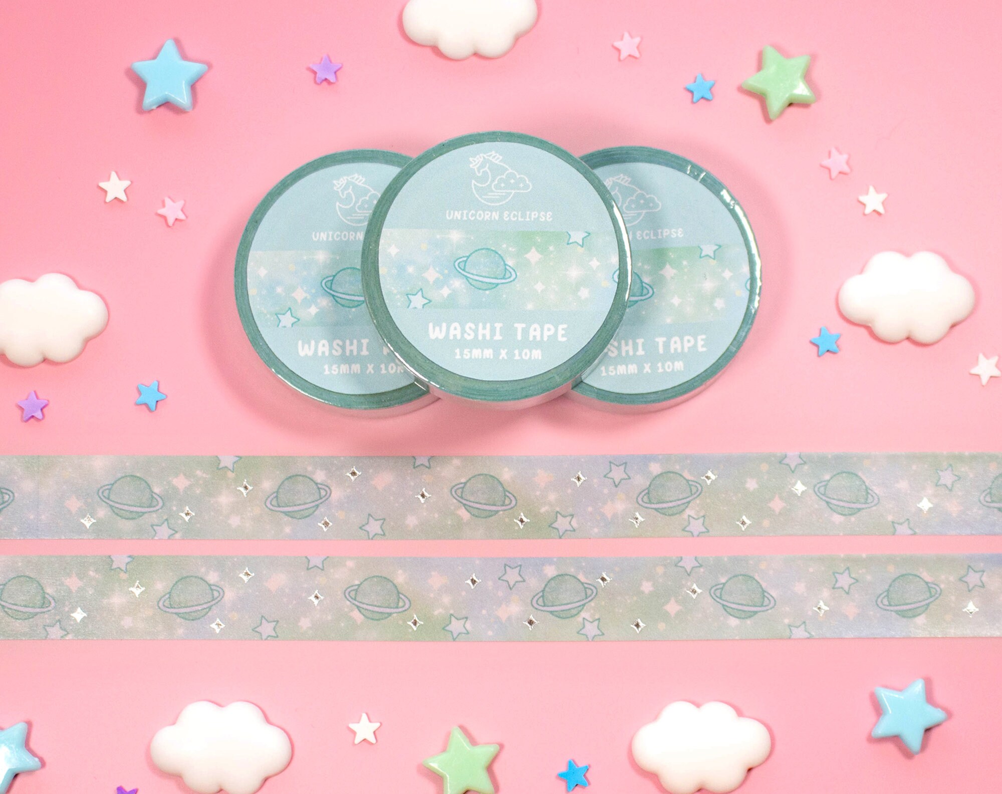 Green Galaxy Washi Tape Aesthetic Kawaii Cute Stationery - Etsy