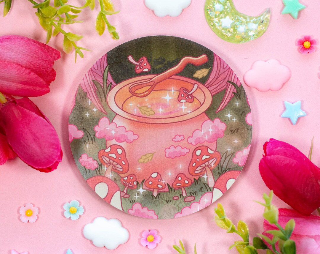Mushroom Cottagecore Coaster | Kawaii Drinks Coaster Home Decor ...