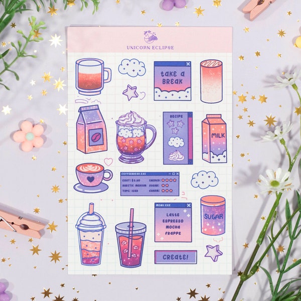 Coffee Shop Sticker Sheet Aesthetic - Etsy