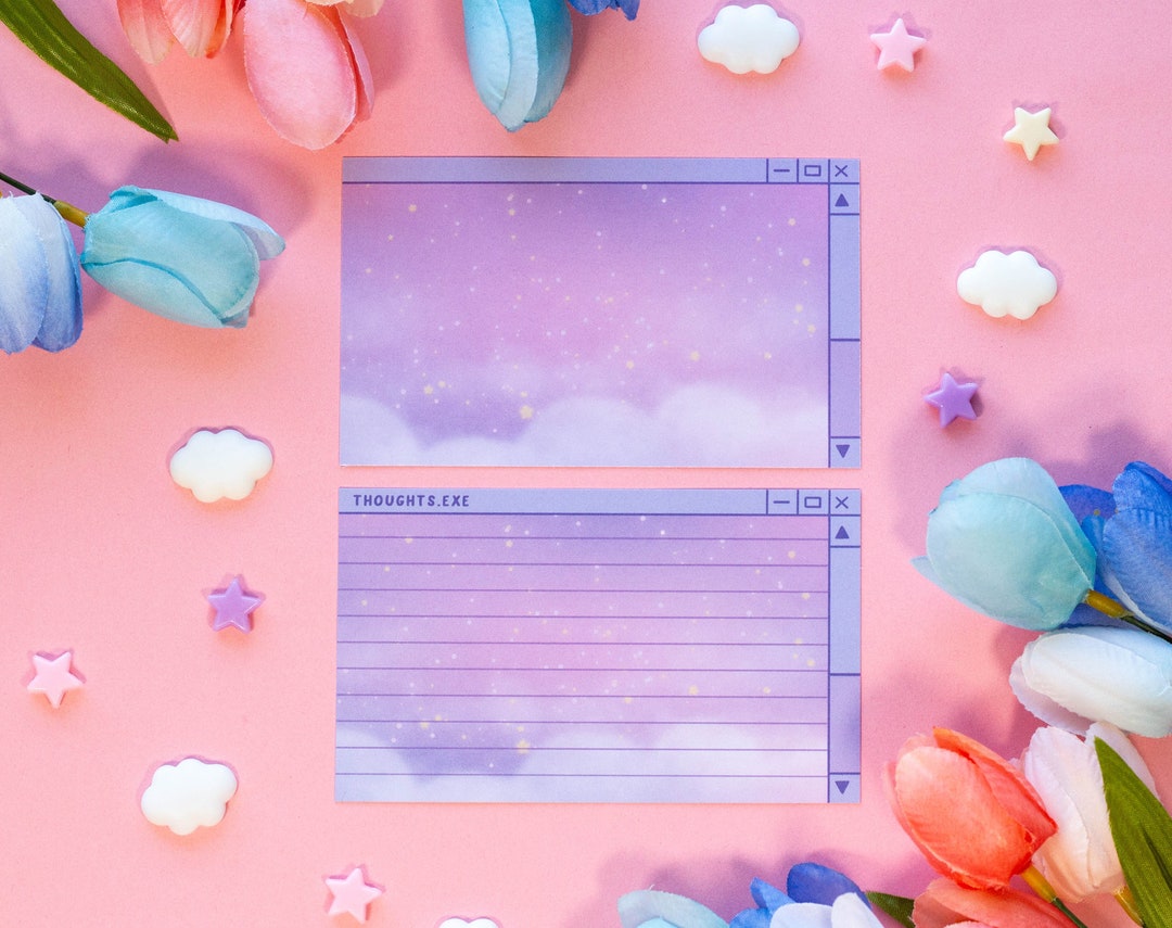 Dreamy Thoughts Note Cards | Kawaii Aesthetic Stationery Index Note ...